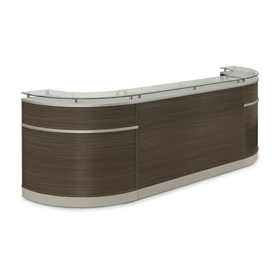 Esquire Glass Top Arc Shaped Reception Desk - 126"W x 32"D — Planner 5D